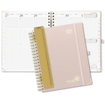 China Leatherette Custom Hardcover Planner Jul. 2023 Jun. 2023 Light Pink for sale