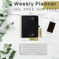 China 8.5x6.5 Inch Hardcover Planner Jul 2023 Jun 2024 Customizable Black FSC Paper for sale