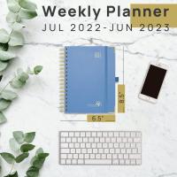 China Hardback Weekly Planner Jul 2023 Jun 2024 Light Blue 100GSM Paper Monthly Perspective for sale