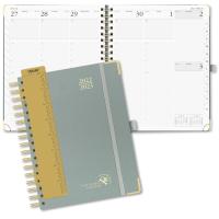China Medium Planner Jul. 2023 - Jun. 2023 Grey with Hourly Schedule and Monthly Tabs for sale