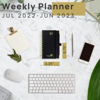 China Tiny Hardcover Weekly Planner 6x8 Inch with Hourly Schedule and Monthly Tabs for sale