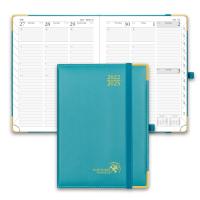 China Weekly Planner 2023 Donau Blue Vertical Hourly Schedule 100GSM Ivory Paper Vegan Leather for sale