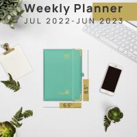 China Academic Weekly Planner 22-23 Green 6.5x8.5 Inch Vertical Layout FSC 100 GSM Ivory Paper for sale