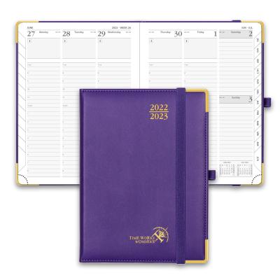 China Weekly Planner 2023-2024 Purple 100GSM Paper Hourly Schedule Monthly Tabs for sale