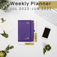 China Weekly Planner 2023-2024 Purple 100GSM Paper Hourly Schedule Monthly Tabs for sale