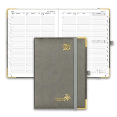 China Weekly Planner 2023 Grey Vertical Layout Hourly Schedule 100GSM Paper Monthly Tabs for sale