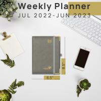 China Weekly Planner 2023 Grey Vertical Layout Hourly Schedule 100GSM Paper Monthly Tabs for sale