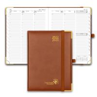 China Weekly Planner 22-23 Brown Vertical Layout with Hourly Schedule And Easy-Track Corners for sale