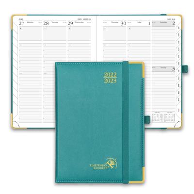 China 2023-2024 Academic Weekly Planner Turquoise 100GSM Ivory Paper Hourly Schedule Monthly Tabs Customization for sale