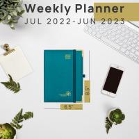 China Executive Weekly Planner 2023-2024 Pacific Green 100GSM Ivory Paper Hourly Schedule Monthly Tabs for sale