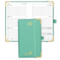 China Green Vegan PU Leather Small Academic Planner 4.25x6.75 Inch Monthly Weekly Agenda for sale