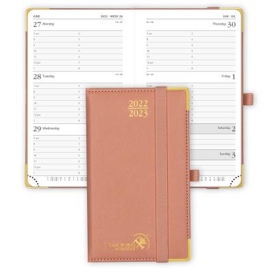 China PU Leather Soft Cover Academic Planner Pink 4.25x6.75 inch 80 GSM FSC Paper for sale