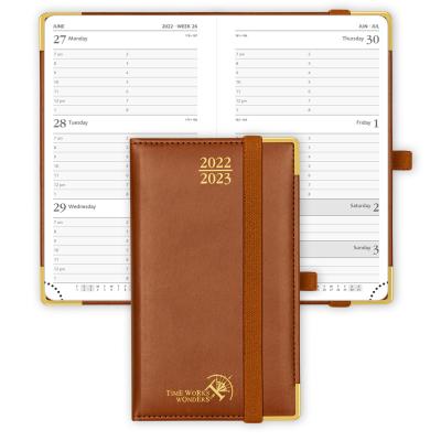 China Executive 12 Month Small Academic Planner Brown Vertical Layout 4.25x6.75 Inch for sale