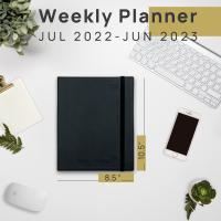 China Softcover Weekly Daily Planner 2023 Black 100GSM Ivory Paper A5 for sale