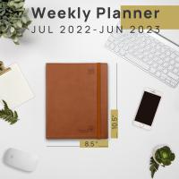 China Softcover Weekly Academic Planner 2023 Brown Vegan Leather A5 100GSM for sale