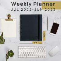 China Black PU Leather Softcover Vertical Weekly Planner With Daily Schedule for sale