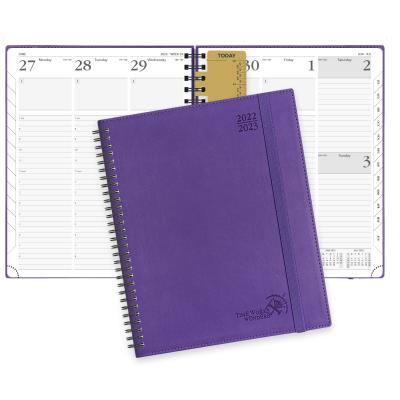 China 100GSM Paper Large Academic Planner Purple Softcover Wirebound for sale