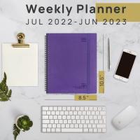 China 100GSM Paper Large Academic Planner Purple Softcover Wirebound for sale
