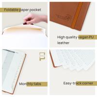 China 100GSM Paper Academic Weekly Planner with Brown Vegan Leather Cover Customizable for sale