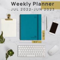 China A4 2023 Weekly Monthly Planner Pacific Green Vegan Leather 8.5x10.5 Inch for sale