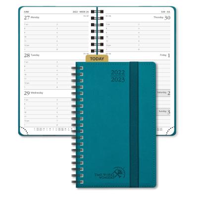 China Wirebound Mini Weekly Planner 4.25x6.75 Inch Pacific Blue Soft Cover Customizable for sale