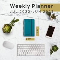China Wirebound Mini Weekly Planner 4.25x6.75 Inch Pacific Blue Soft Cover Customizable for sale
