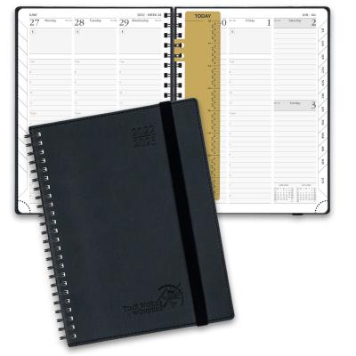 China Weekly Planner Medium 6.5x8.5 Black Spiral Softcover with Plastic Ruler 2023-2024 for sale