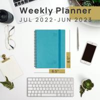 China Softcover Weekly Planner A5 6.5x8.5 Donau Blue Yearly Monthly Daily Schedule for sale