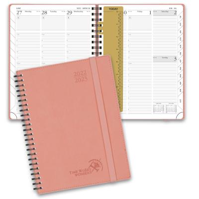 China A5 Weekly Planner 2023-2024 Pink Academic Hourly Timetable with Plastic Ruler for sale