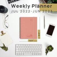 China A5 Weekly Planner 2023-2024 Pink Academic Hourly Timetable with Plastic Ruler for sale