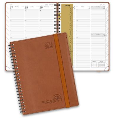 China Custom Weekly Planner 2023 6.5x8.5 Inch Brown Softcover O Binding 100 GSM for sale