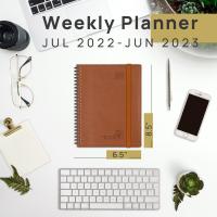 China Custom Weekly Planner 2023 6.5x8.5 Inch Brown Softcover O Binding 100 GSM for sale