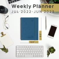 China 6.5x8.5 Inch Spiral Student Weekly Planner Night Blue Softcover 100 GSM Paper for sale