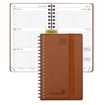 China Spiral Softcover ECO Friendly Academic Planner Brown Elastic Closure for sale