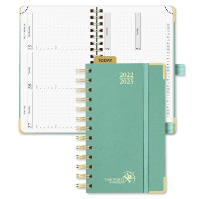 China Mint Green 2023 Hardcover Weekly Planner With Robust Medal Binding for sale