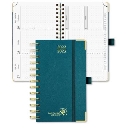 China 4.33 x 6.69 Inch Hardcover Weekly Planner 2023 Pacific Green 12 Month for sale