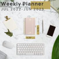 China Custom Executive Weekly Planner July 2023 June 2024 4.33x6.69 Inch Pink Hardcover for sale