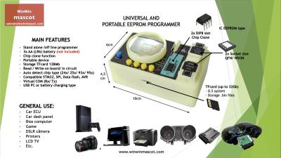 China mini universal EEPROM programmer portable with 2AA battery  professional programmers with QFN/ WSON IC 2 slots dip8 chip for sale