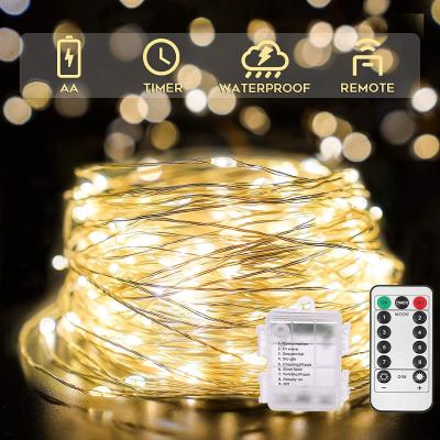 China 40m Length Warm White Fairy Lights 100 LED Outdoor Battery Operated Remote For Dorm for sale