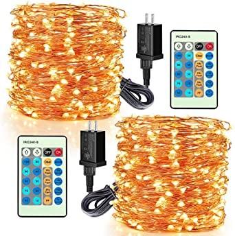 China 99ft 300 LEDs Dimmable Warm White Copper Wire Lights Remote Control For Garden Room for sale