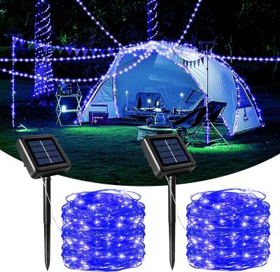 China 200 Led Copper Wire Solar Fairy Lights With 8 Lighting Models Party Holiday Decor for sale