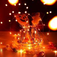 China IP65 Orange Solar String Lights Halloween Decor Twinkle Firefly Lights for sale