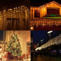 China 200pcs LED Solar Icicle String Lights Extendable Christmas Curtain String Lights for sale