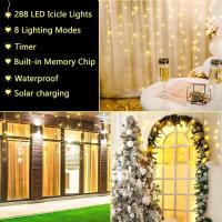 China 200pcs LED Solar Icicle String Lights Extendable Christmas Curtain String Lights for sale