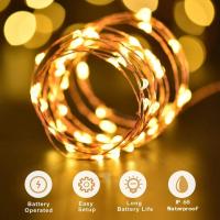 China 100 LED Fairy Lights Battery Operated Waterproof Twinkle String Lights with Remote Control Timer Warm White for sale