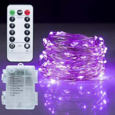 China Purple Twinkle Star Fairy Lights Waterproof String Lights Timer & 8 Lighting Modes Wedding Party Decoration for sale
