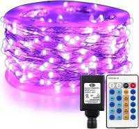 China Dimmable Purple Fairy Lights Plug in Super Long Twinkle String Lights with Remote Waterproof for Christmas for sale