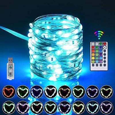 China 16 Colors Changing Fairy Lights 100LED Remote Control USB Copper Wire String Lights for Indoor Room Party Decor for sale
