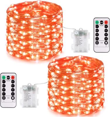 China 200pcs Battery Operated Orange Copper Wire Lights Twinkle For Halloween Tree for sale