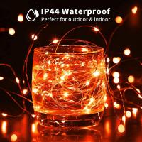 China 200pcs Battery Operated Orange Copper Wire Lights Twinkle For Halloween Tree for sale